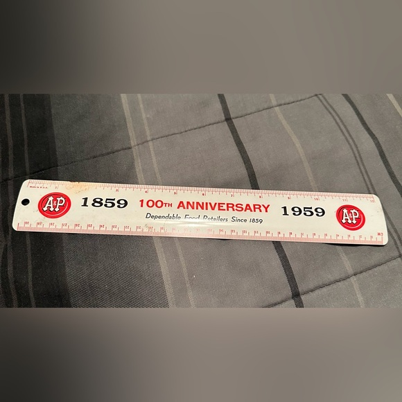 Other | Vintage Metal Ruler Ap 10th Anniversary Grocery Store Made In ...